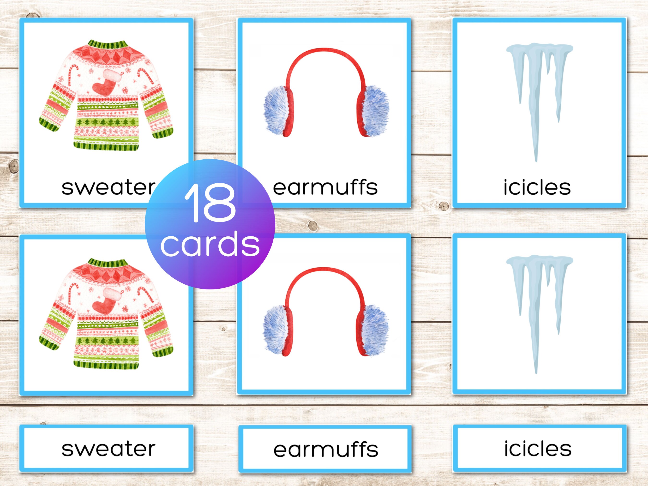Winter Montessori Printable Vocabulary 3 Part Cards. Nomenclature Cards ...