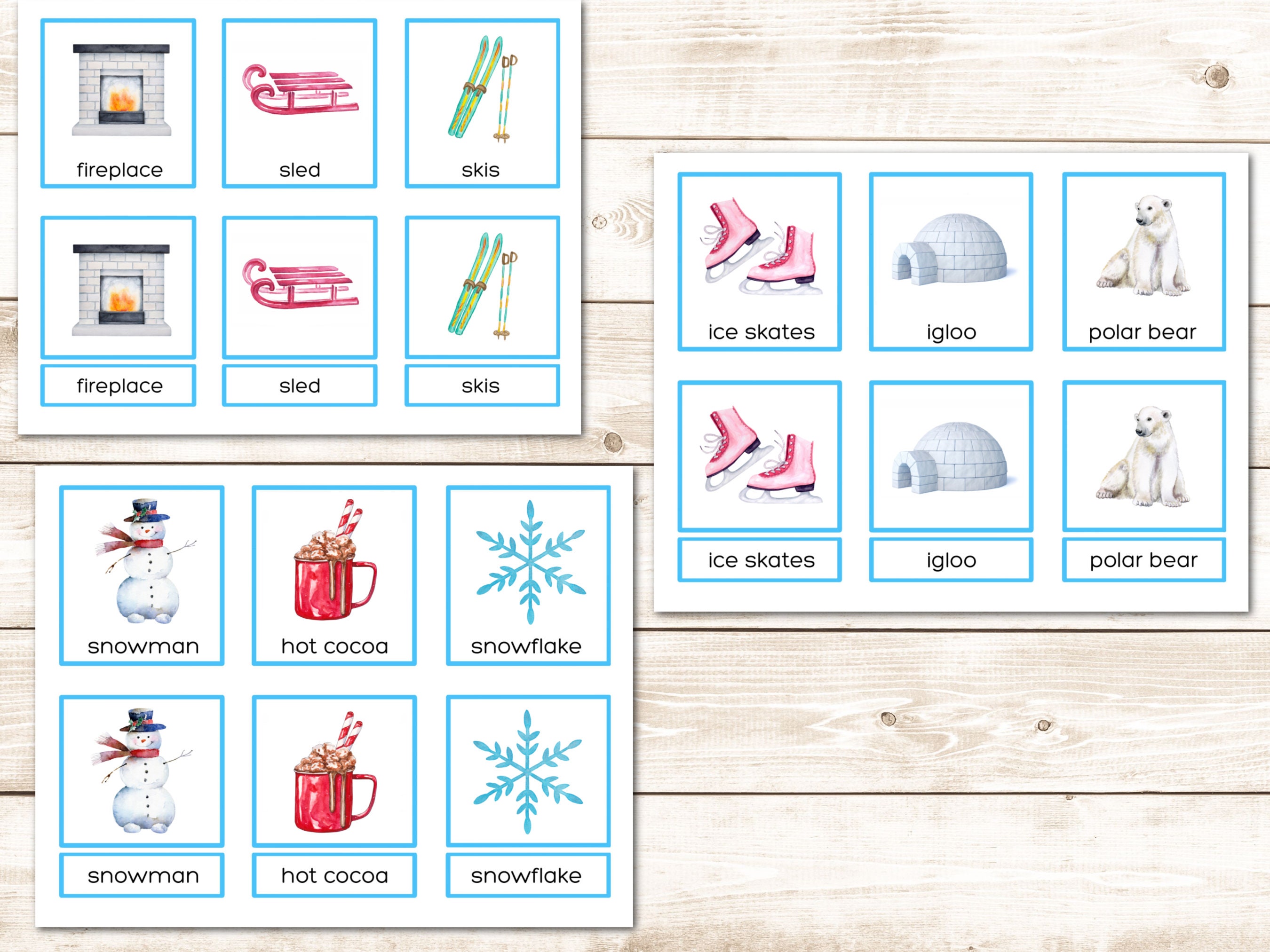 Winter Montessori Printable Vocabulary 3 Part Cards. Nomenclature Cards ...