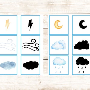 Weather Shadow Matching Cards. Montessori Toddler Printable. Preschool ...