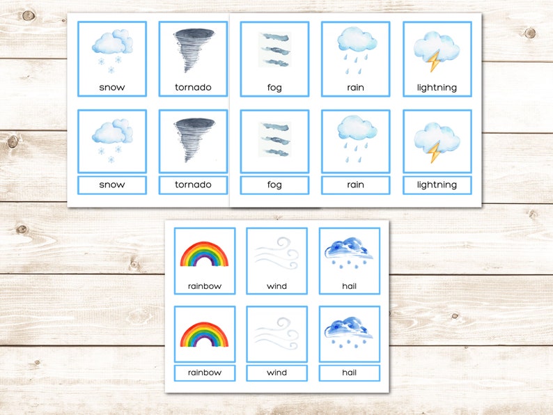 Weather Montessori Printable Vocabulary 3 Part Cards. Nomenclature ...