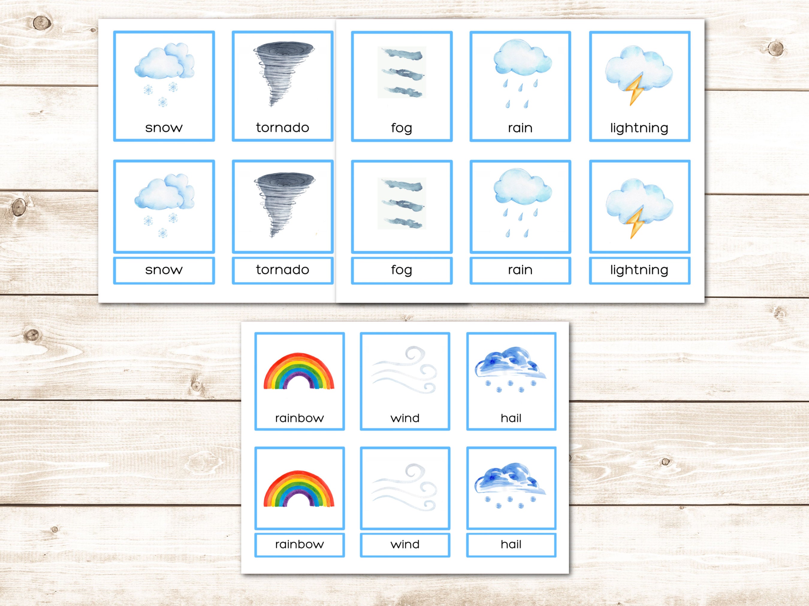 Weather Montessori Printable Vocabulary 3 Part Cards. Nomenclature ...