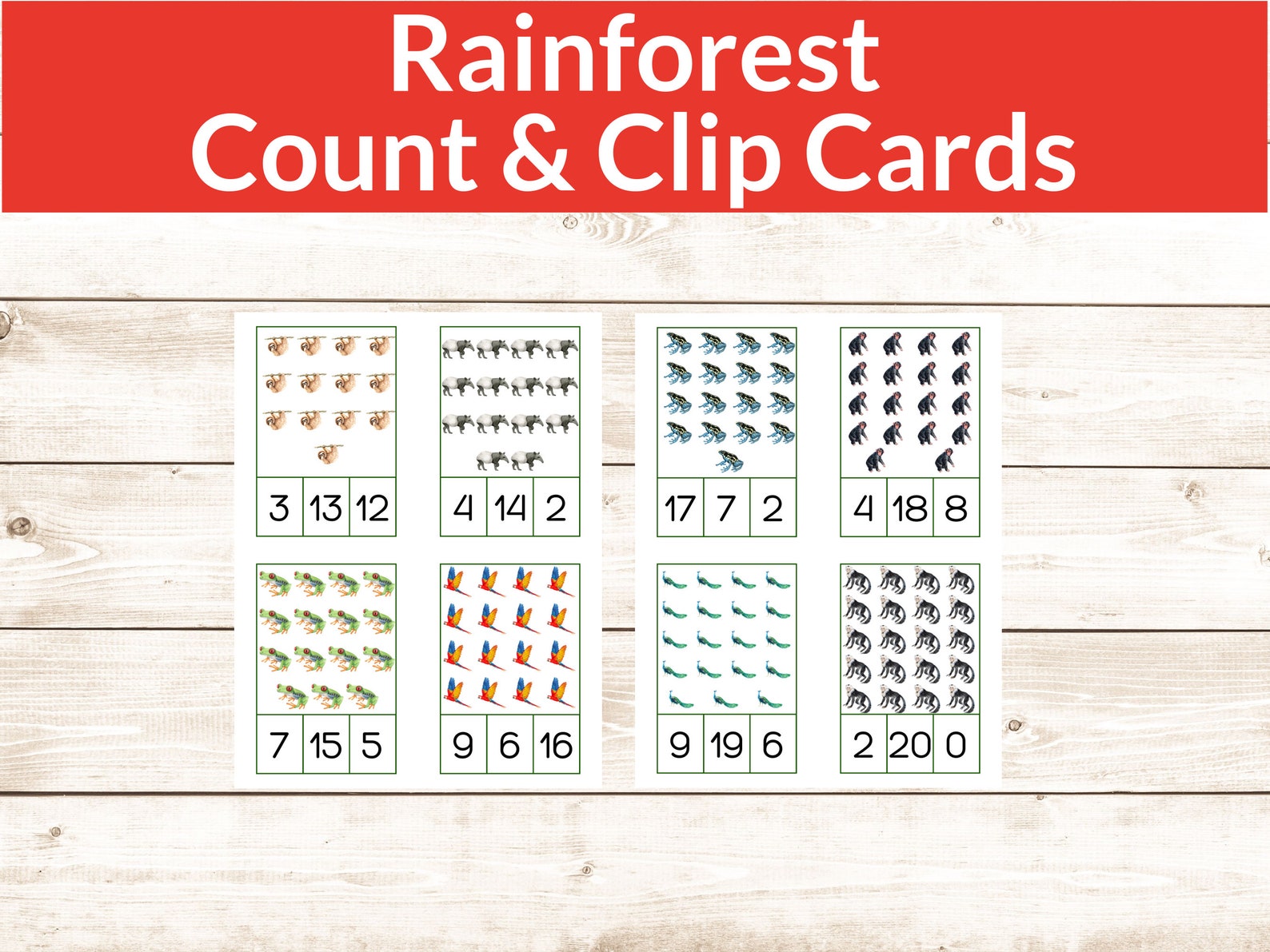 Rainforest Montessori Count & Clip Cards. Preschool and - Etsy