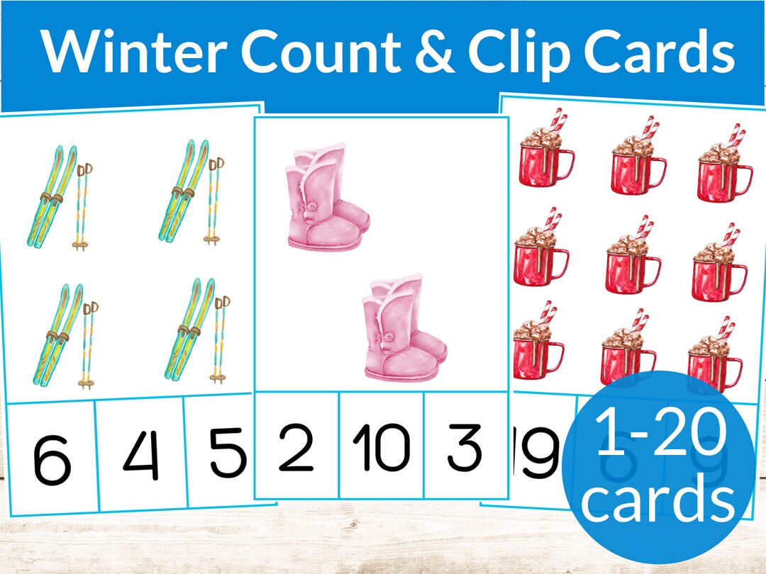 Winter Montessori Count & Clip Cards. Preschool and Kindergarten Math ...
