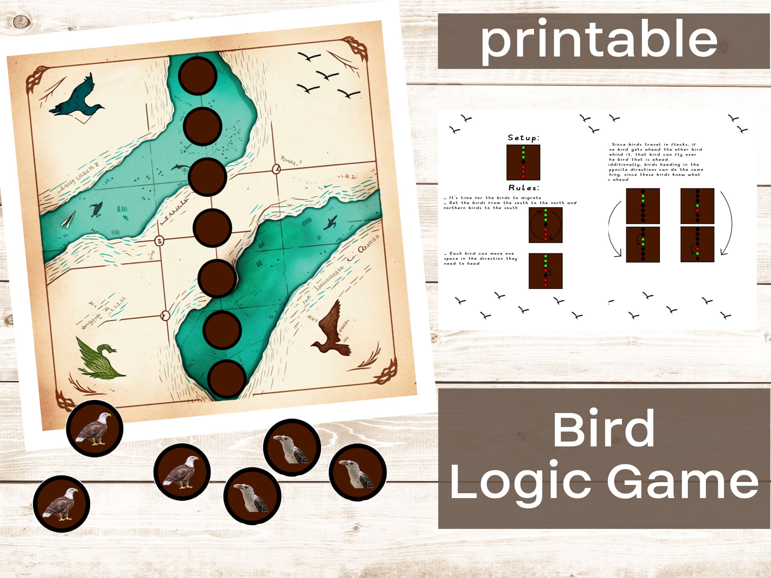 Printable Bird Logic Game for Kids, Kids Bird Activity Brain Teaser ...
