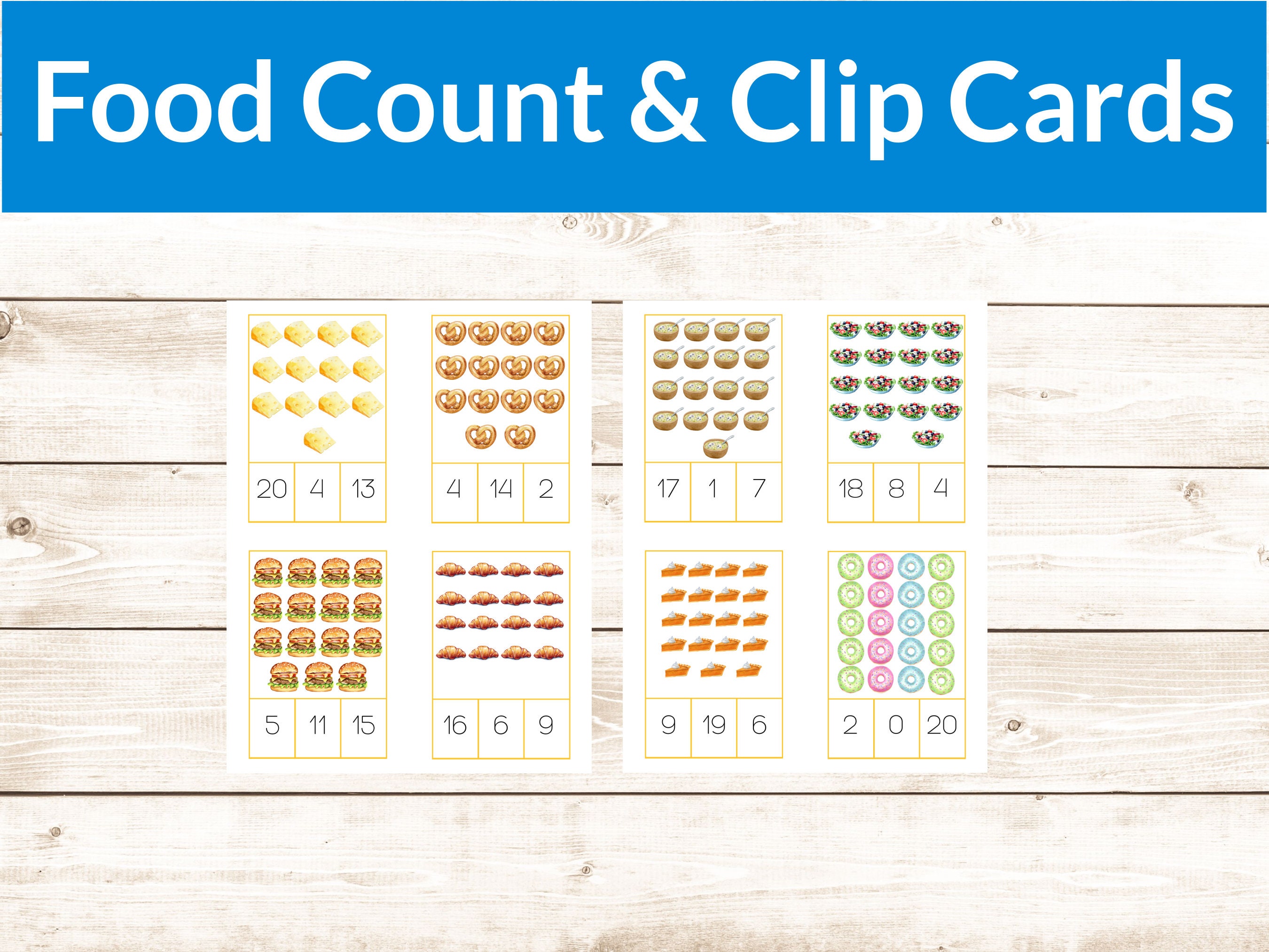 Food Count & Clip Cards 1-20. Food and Nutrition Unit Study, Early ...