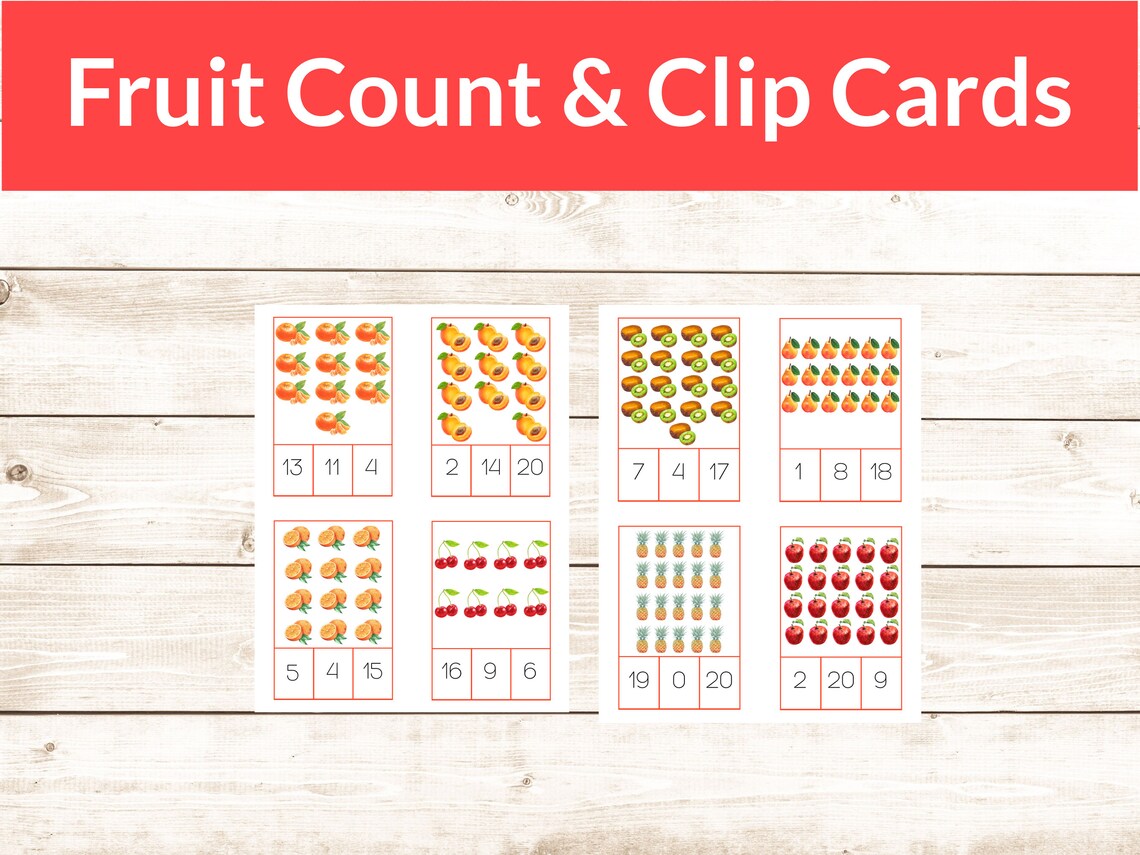 Fruit Montessori Count & Clip Cards. Preschool and Kindergarten Math ...