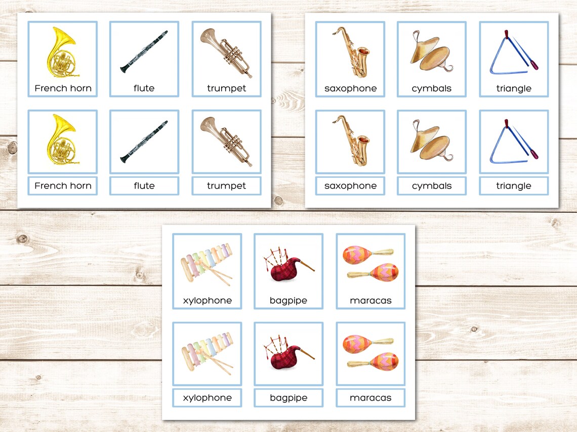 Music Instruments Montessori Printable Vocabulary 3 Part Cards ...
