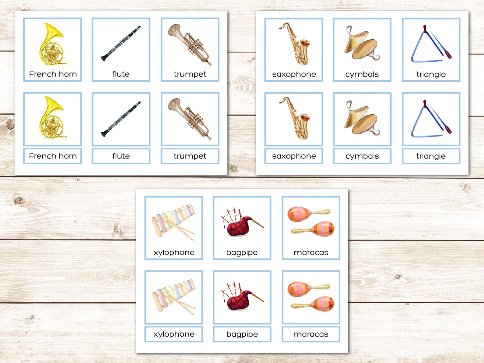 Music Instruments Montessori Printable Vocabulary 3 Part Cards ...