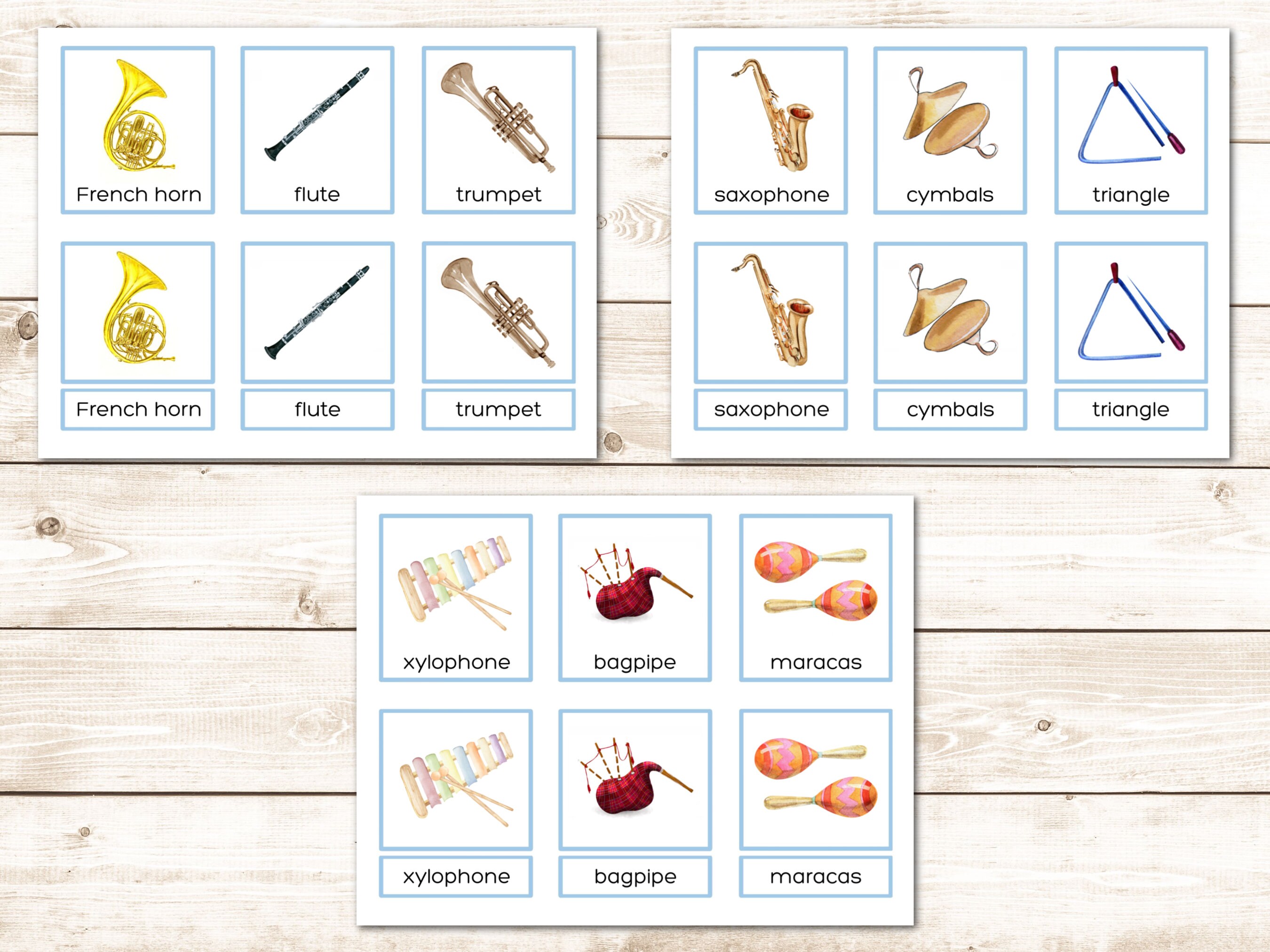 Music Instruments Montessori Printable Vocabulary 3 Part Cards ...