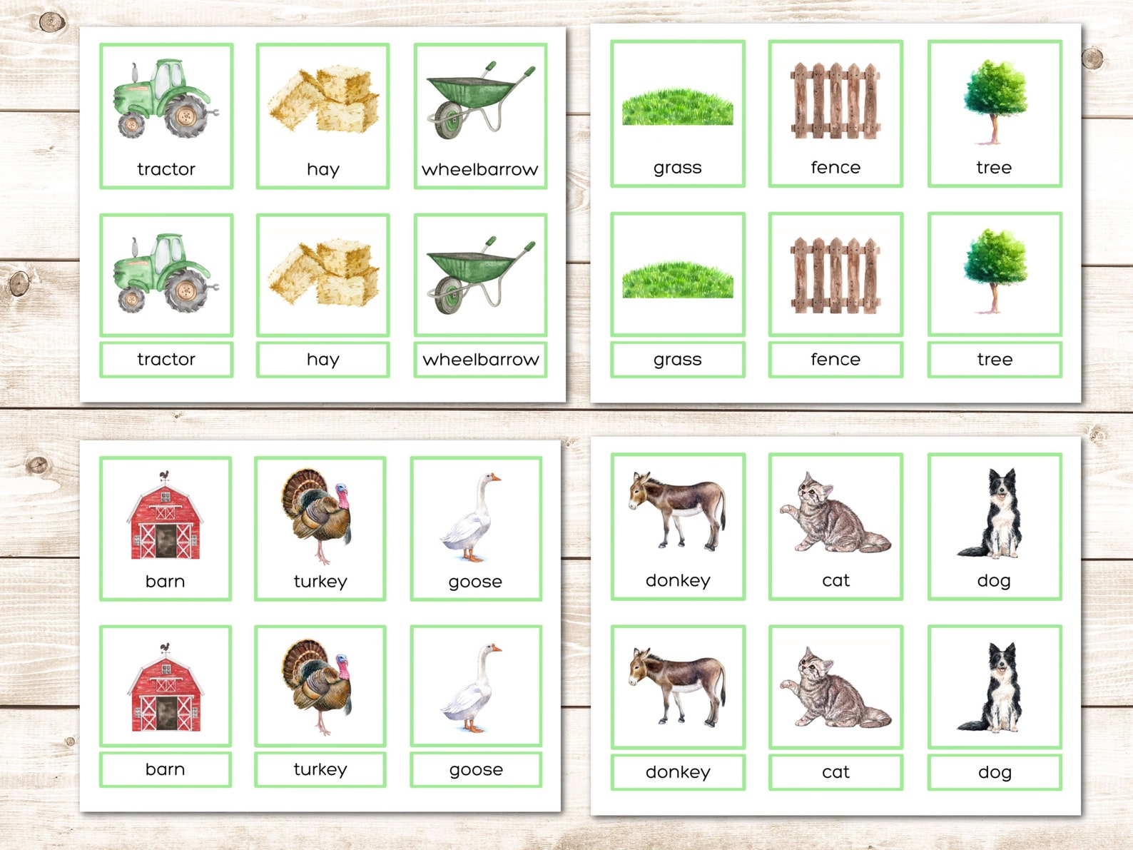 Farm Animals Montessori Printable Vocabulary 3 Part Cards. Nomenclature ...