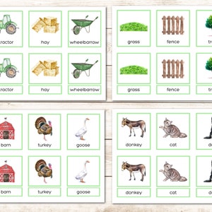 Farm Animals Montessori Printable Vocabulary 3 Part Cards. Nomenclature ...