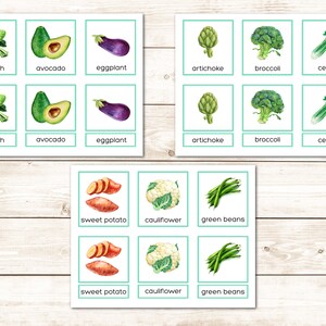 Vegetables Montessori Printable Vocabulary 3 Part Cards. Nomenclature ...