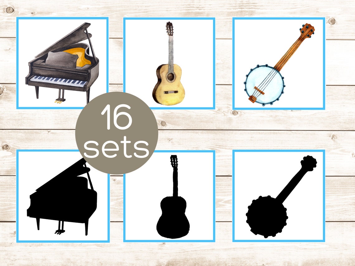 Music Instruments Shadow Matching Cards. Preschool Music Activity ...