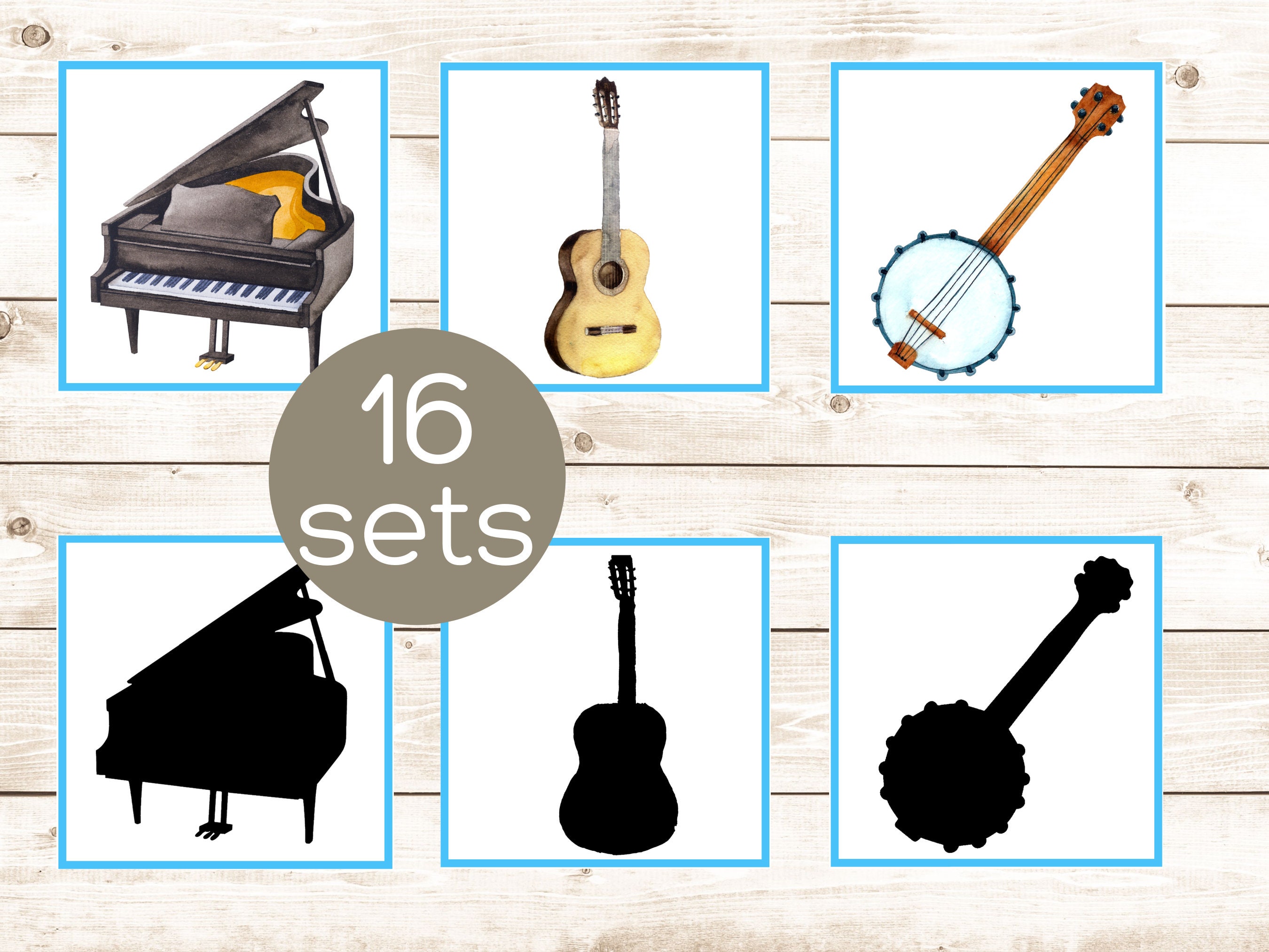 Music Instruments Shadow Matching Cards. Preschool Music Activity ...