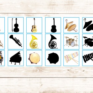 Music Instruments Shadow Matching Cards. Preschool Music Activity ...