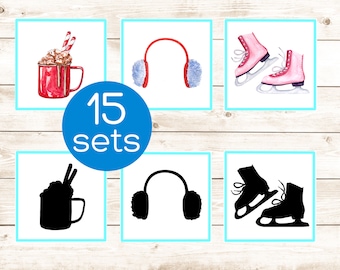 WINTER Shadow Matching Cards Montessori Printable Preschool Toddler ...