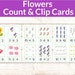 Flowers Montessori Count & Clip Cards. Preschool and Kindergarten Math ...