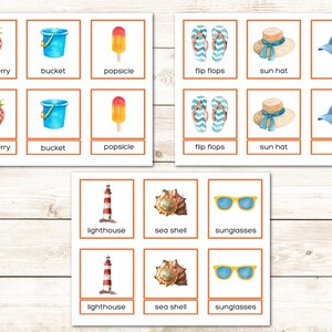 Summer Montessori Printable Vocabulary 3 Part Cards. Nomenclature Cards ...