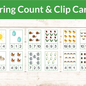 Spring Montessori Count & Clip Cards. Preschool and Kindergarten Math ...