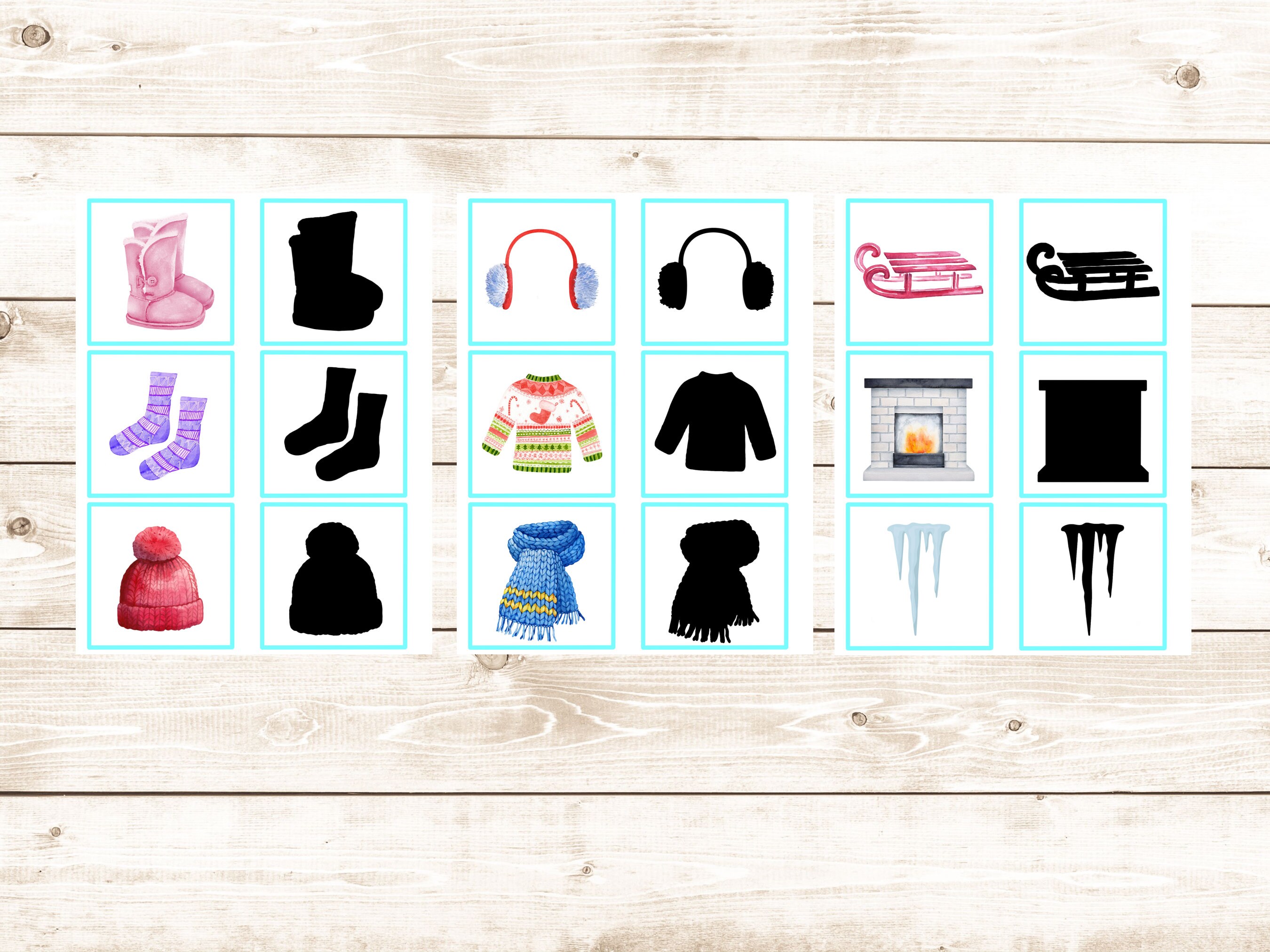 Winter Shadow Matching Cards. Montessori Toddler Printable. Preschool ...