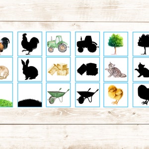 Farm Animals Shadow Matching Cards. Montessori Toddler Printable ...