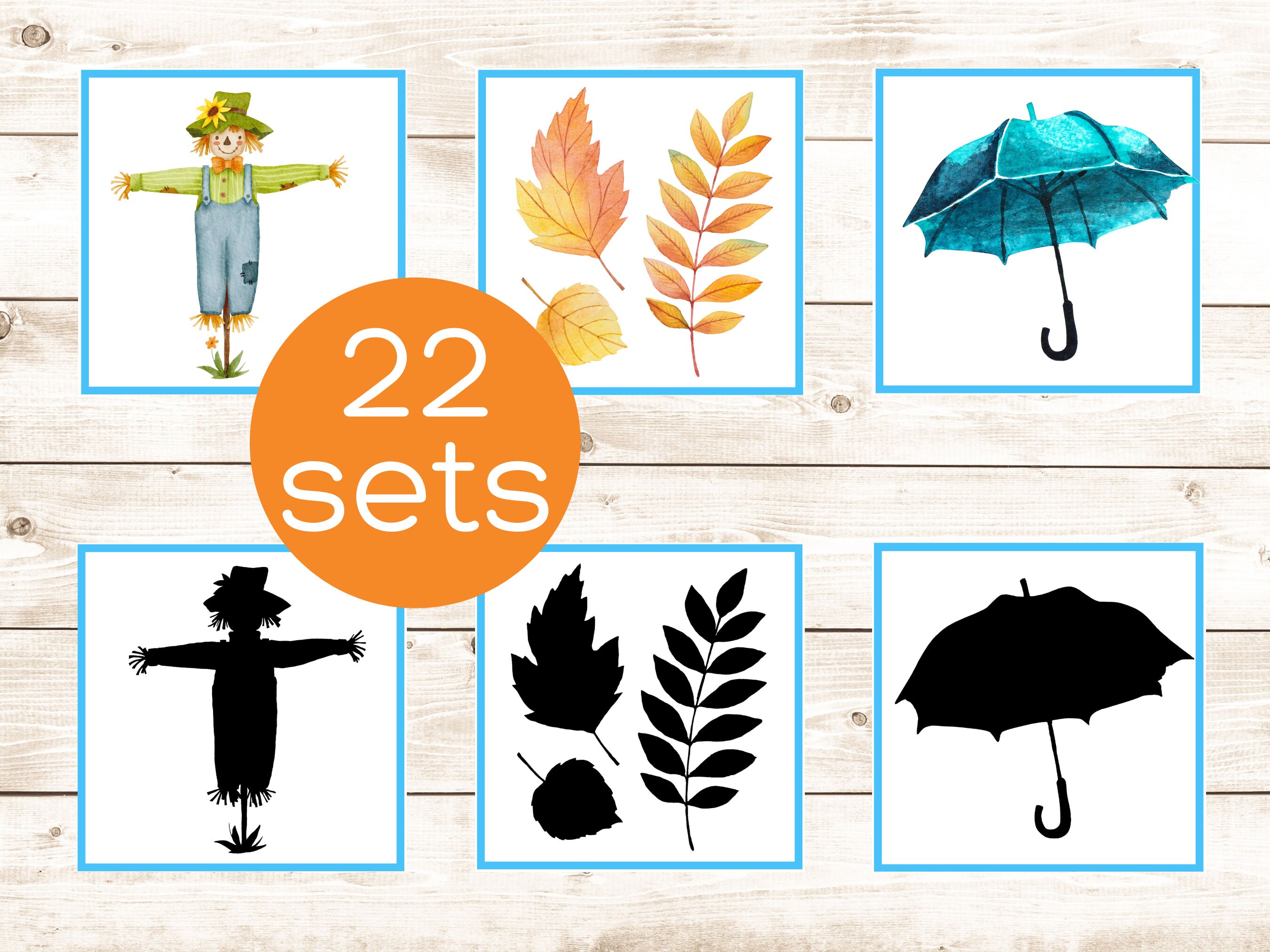 Fall Autumn Shadow Matching Cards. Montessori Toddler Printable ...