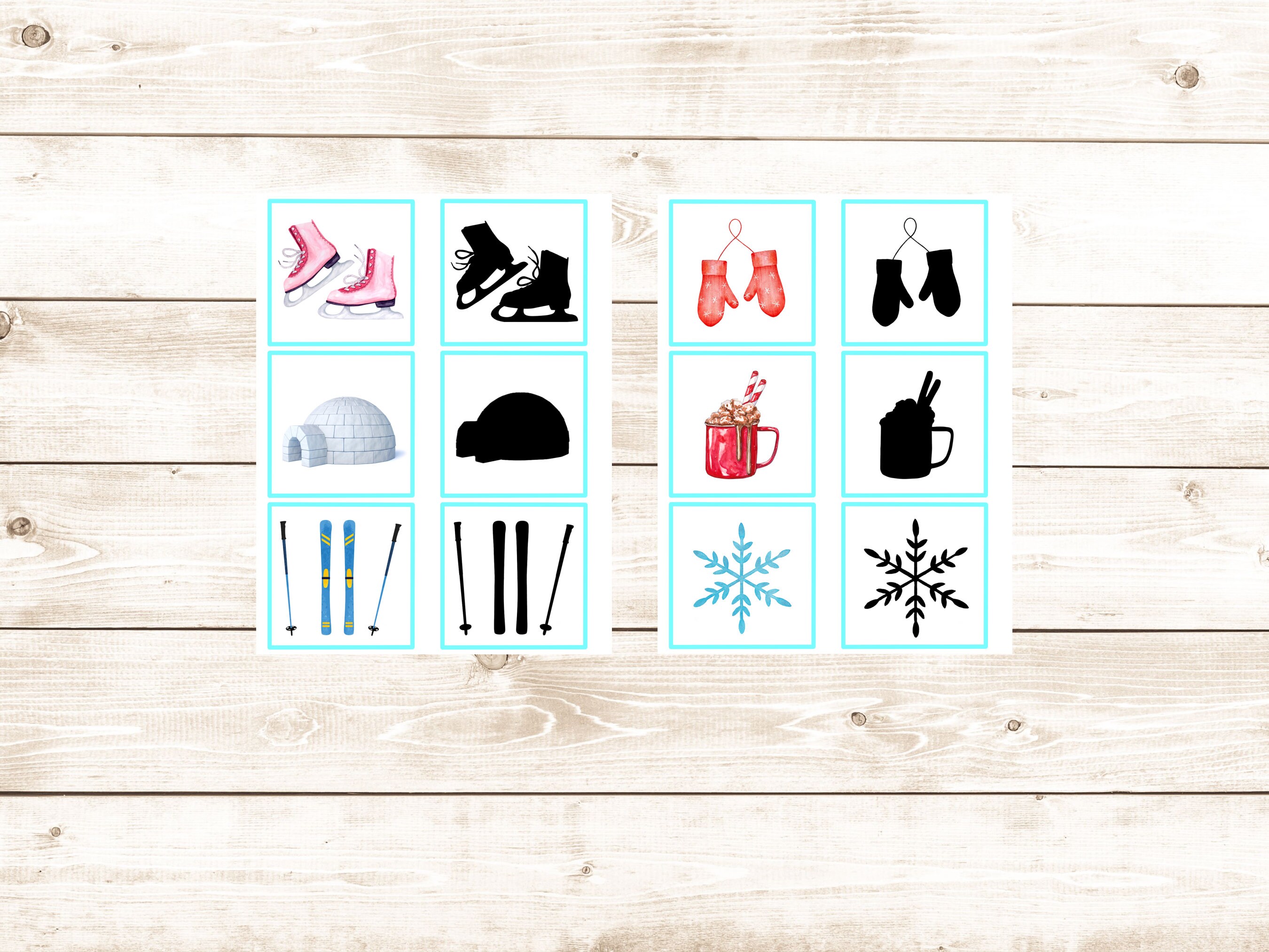 Winter Shadow Matching Cards. Montessori Toddler Printable. Preschool ...