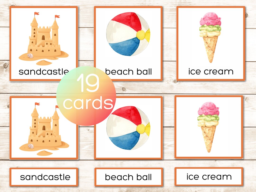 Summer Montessori Printable Vocabulary 3 Part Cards. Nomenclature Cards ...