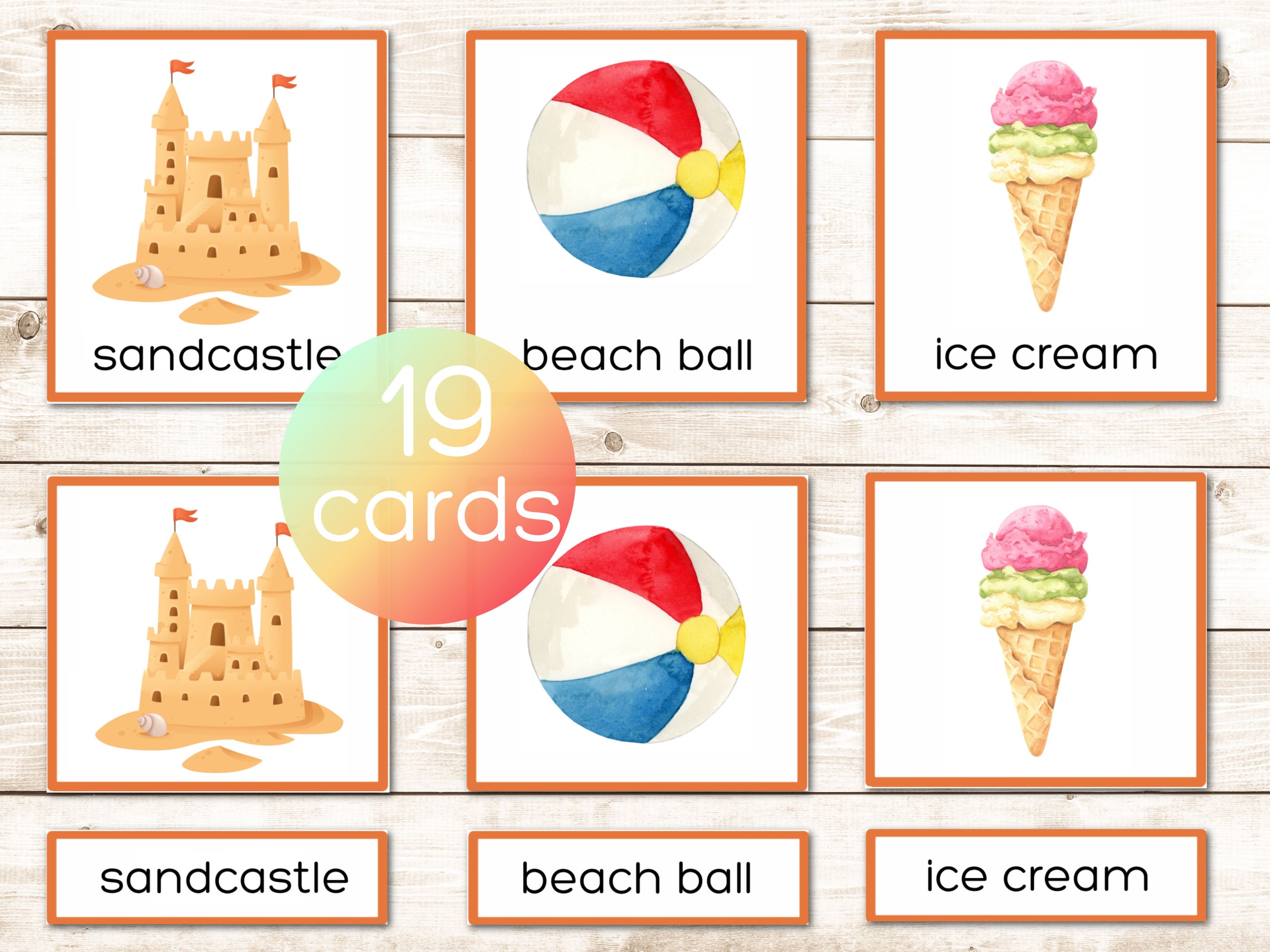 Summer Montessori Printable Vocabulary 3 Part Cards. Nomenclature Cards ...