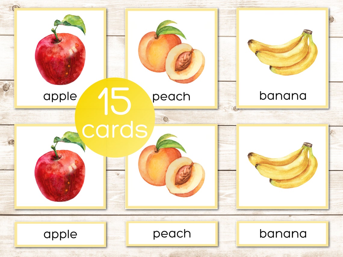 Fruit Montessori Printable Vocabulary 3 Part Cards. Nomenclature Cards ...