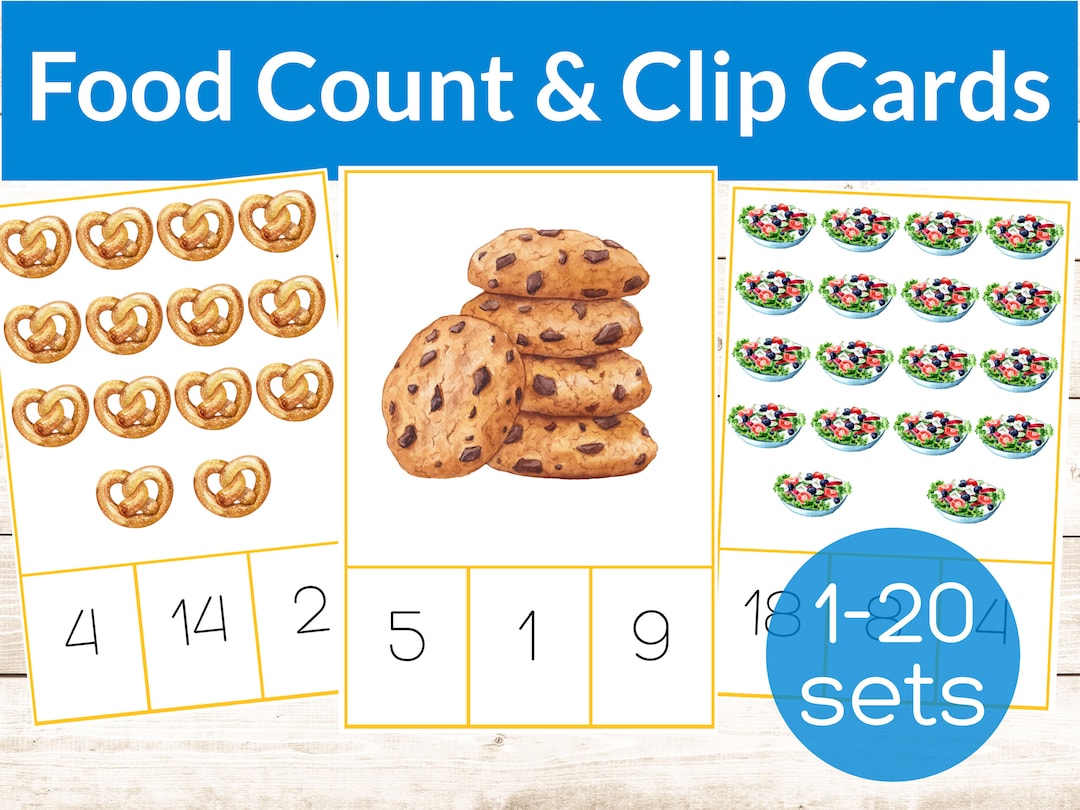 Food Count & Clip Cards 1-20. Food and Nutrition Unit Study, Early ...