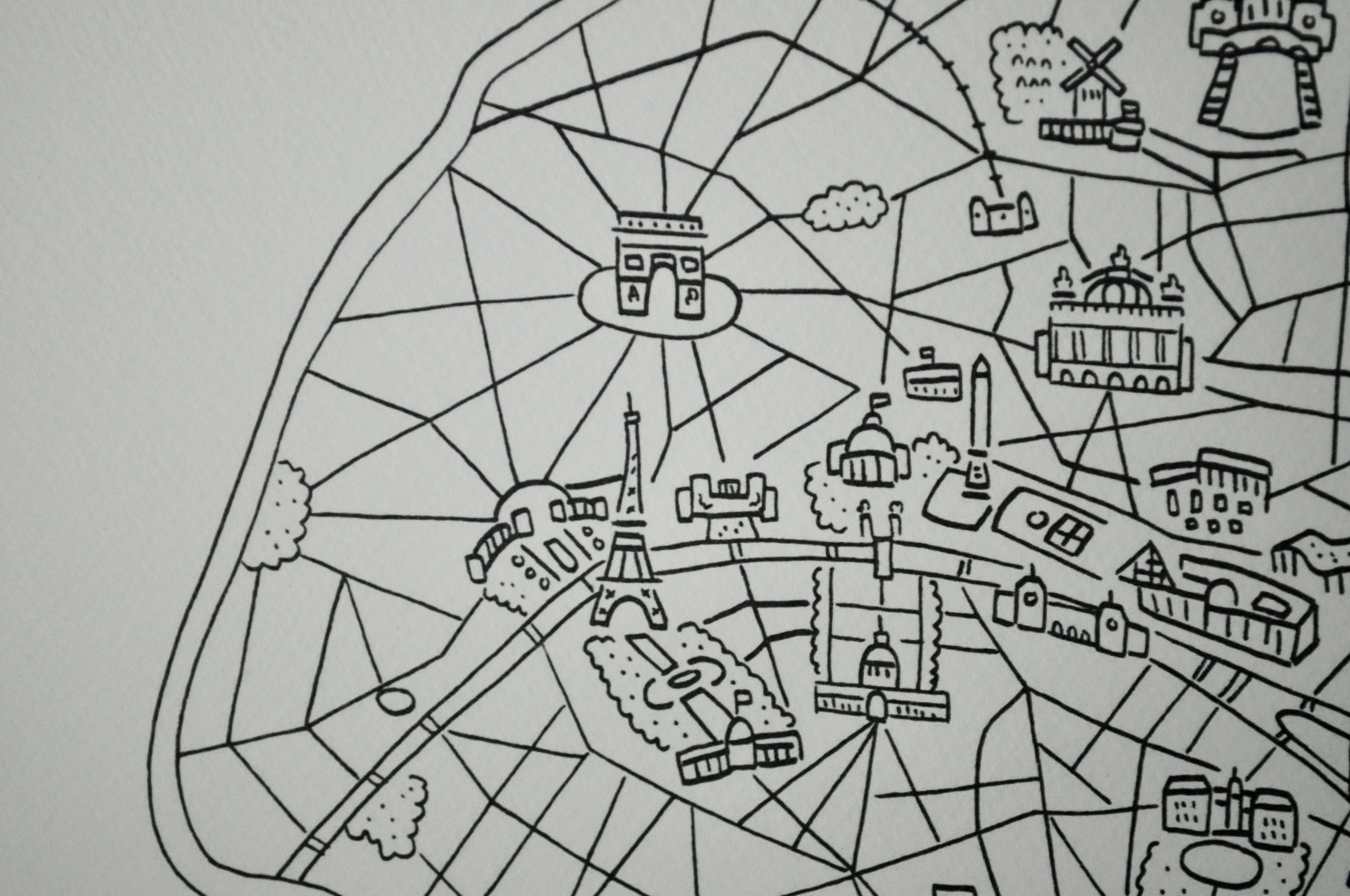Illustrated Map of Paris Print (black & White)* - Etsy