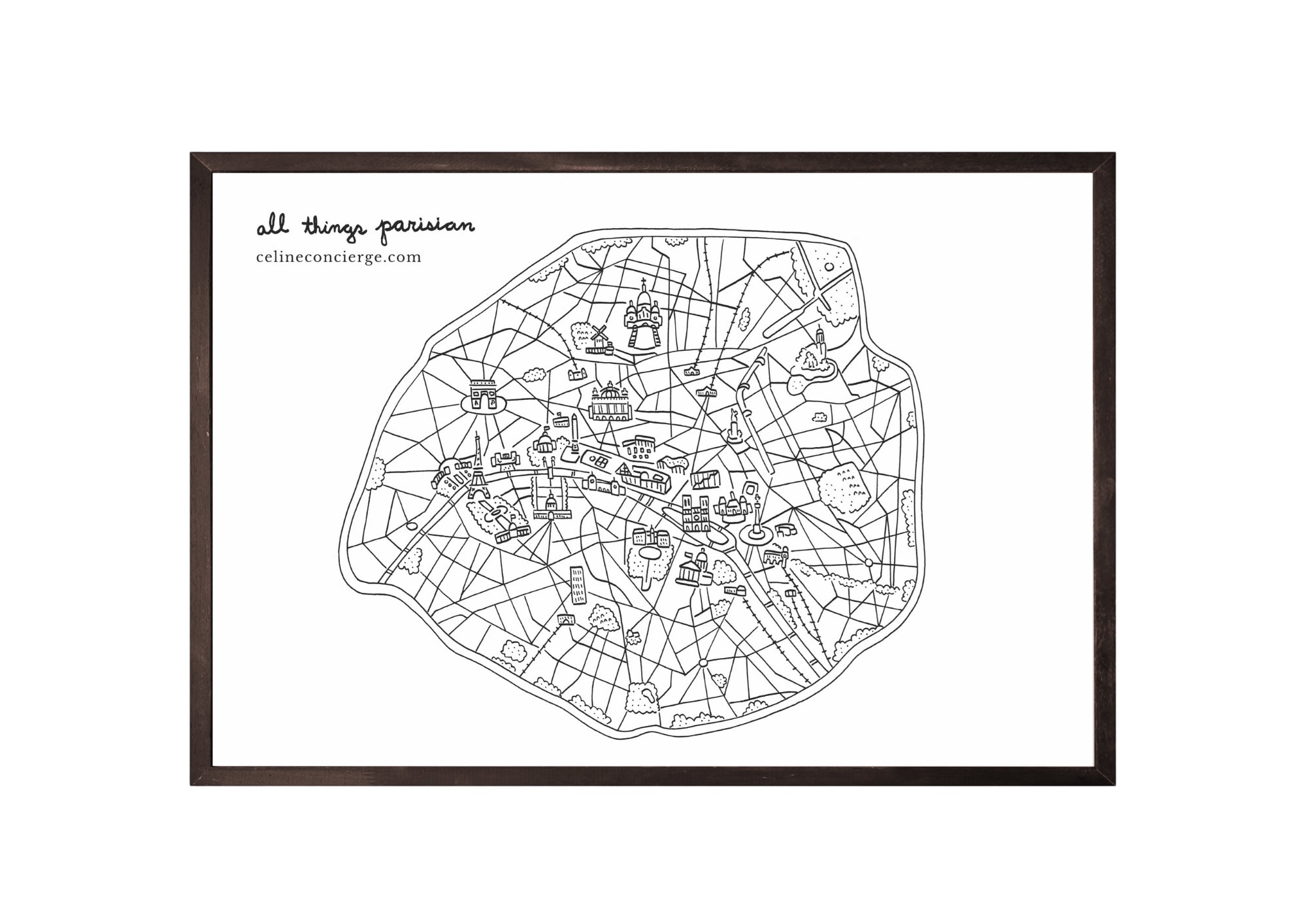 Illustrated Map of Paris Print (black & White)* - Etsy