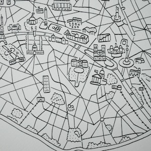 Illustrated Map of Paris Print (black & White)* - Etsy