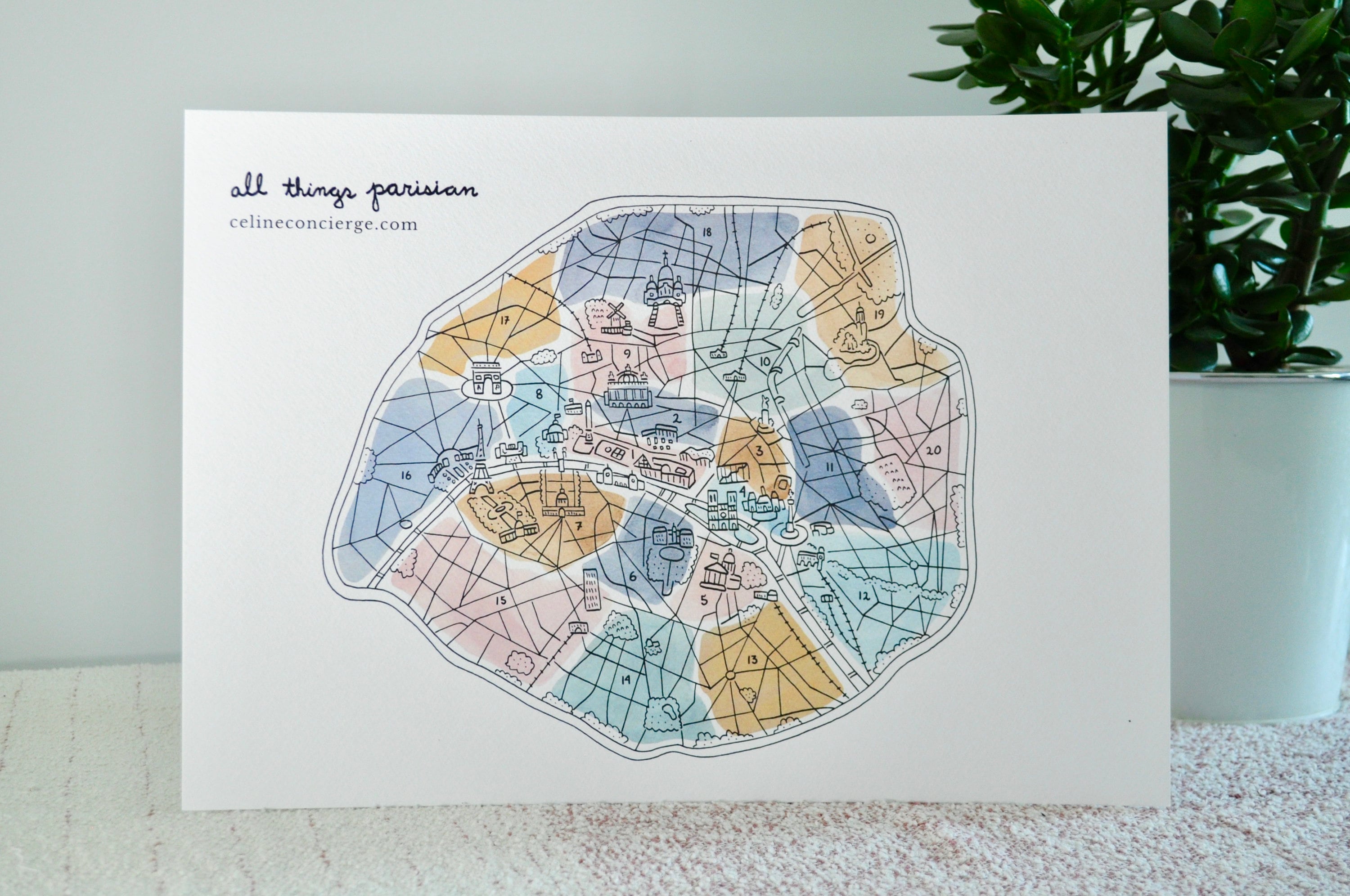 Illustrated Map of Paris Print (color)* - Etsy