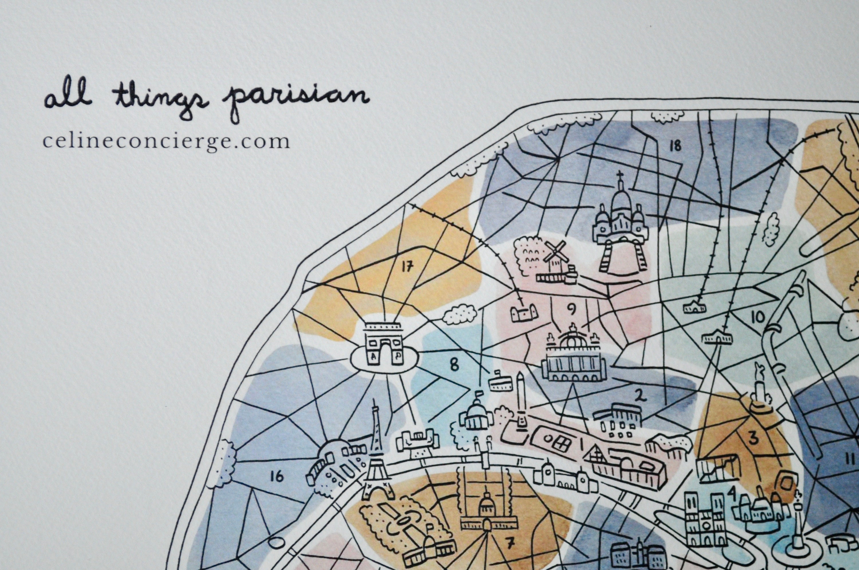 Illustrated Map of Paris Print (color)* - Etsy