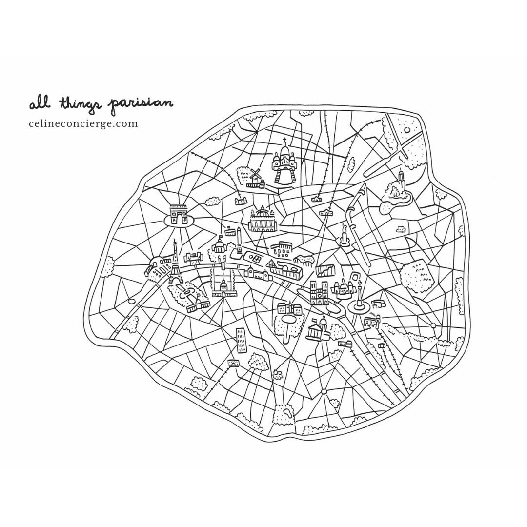 Illustrated Map of Paris Print (black & White)* - Etsy