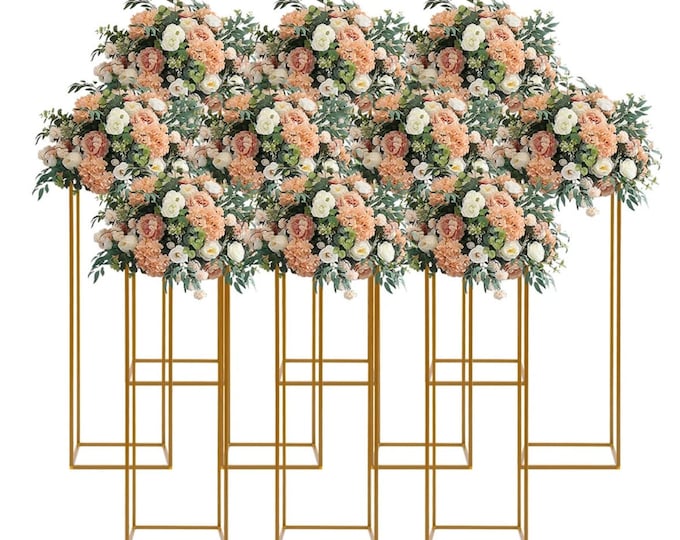 Set of 10 Gold Metal Stand, Gold Flower Stand for Wedding, Birthday ...