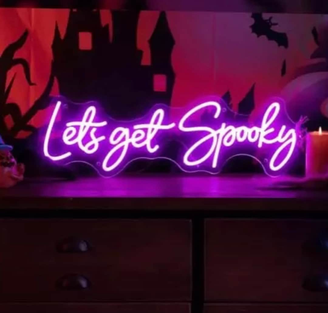 Halloween Neon Sign, Let’s Get Spooky Neon Sign, Halloween Party Neon ...