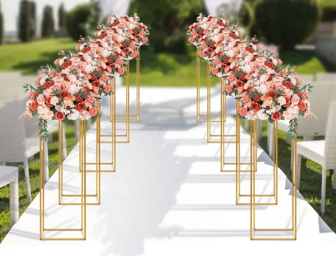 Set of 10 Gold Metal Stand, Gold Flower Stand for Wedding, Birthday ...