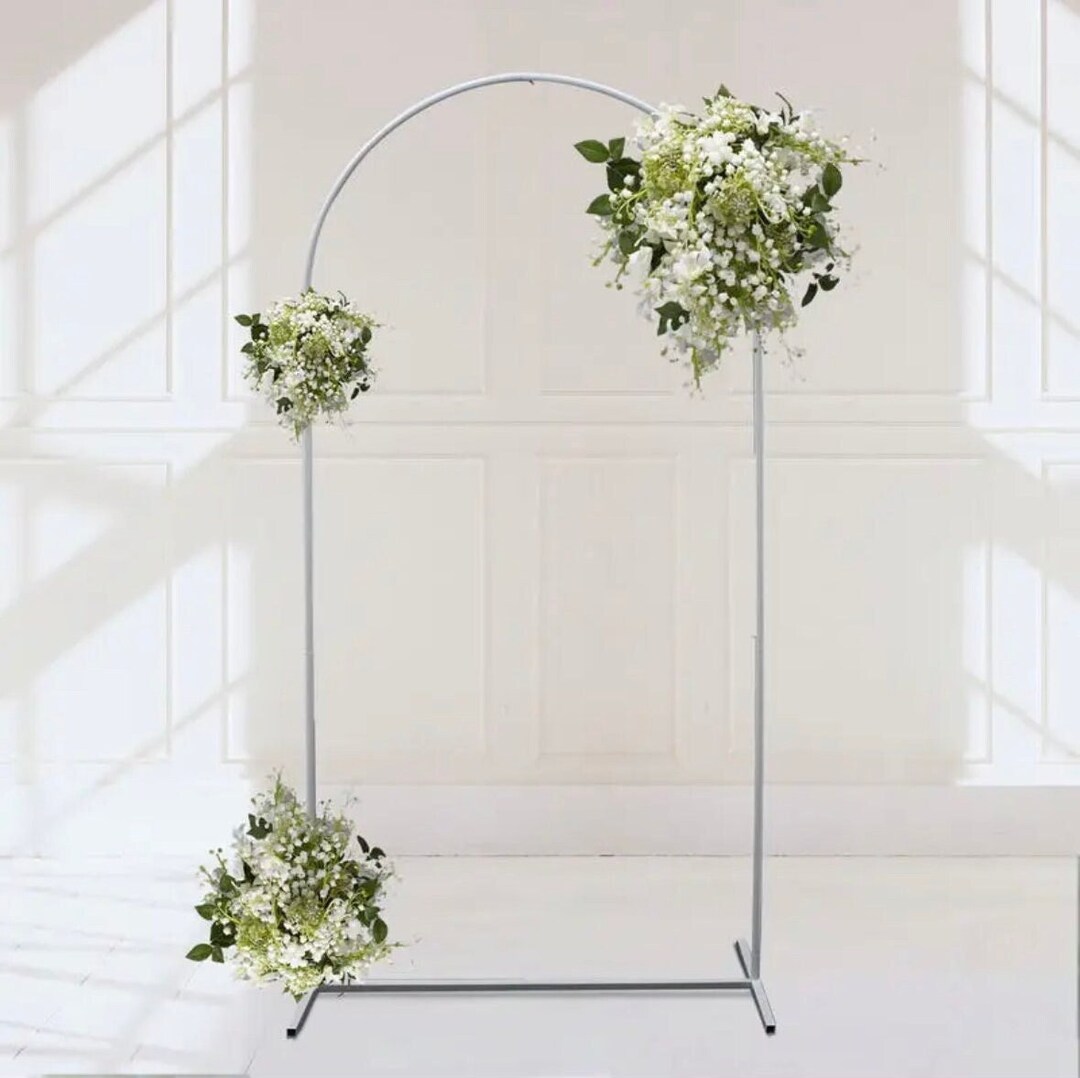 6.5 Ft White Arch Backdrop, Gold Chiara Backdrop Stand, Metal Wedding ...