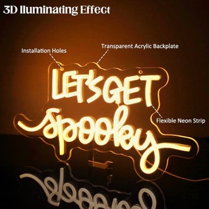 Halloween Neon Sign, Let’s Get Spooky Neon Sign, Halloween Party Neon ...