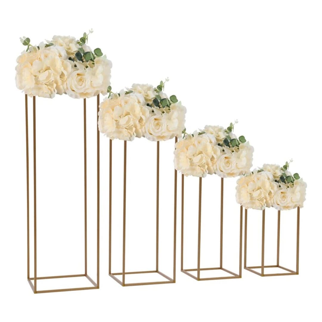 Set of 4 Gold Metal Stand, Gold Flower Stand for Wedding, Birthday ...
