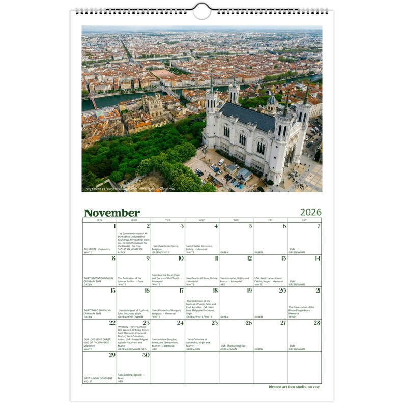 2026 Catholic Calendar - USCCB Liturgical Feasts - Basilica Photography ...
