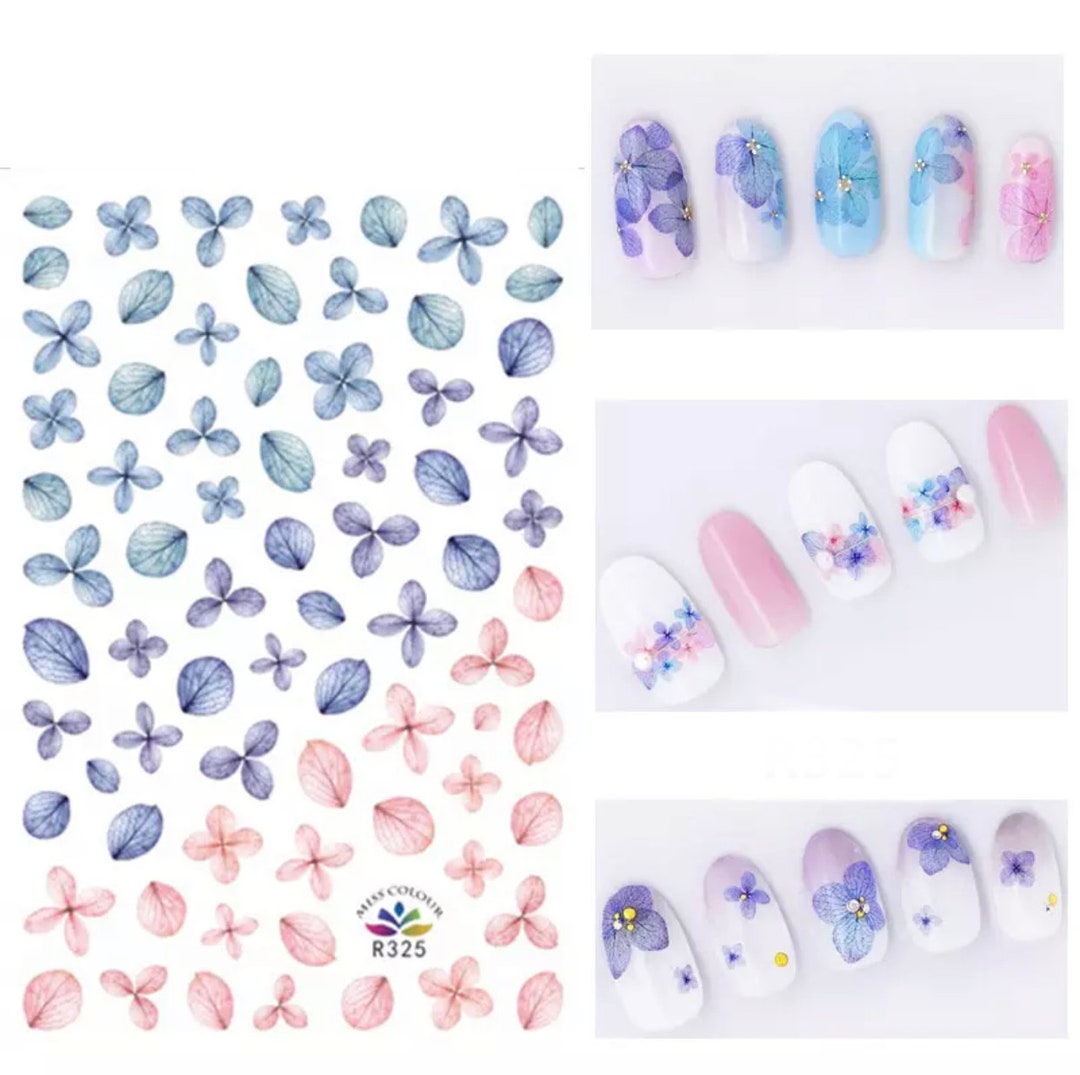 1 Sheet 3D Translucent Flower Nail Stickers, 3D Acrylic Engraved Floral ...