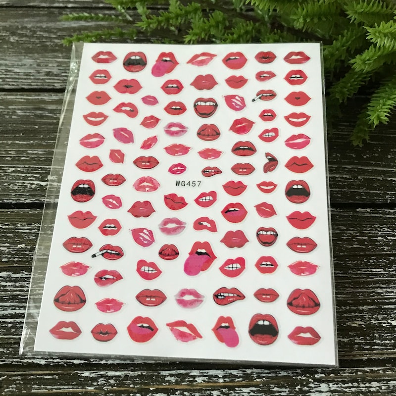 Lips Nail Stickers - Etsy