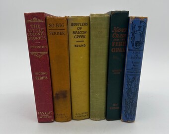 Collection of Vintage and Antique Hardcover Books, Green and Teal Color ...