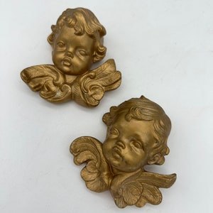 Vintage Pair of 1986 Ceramic Cherub Wall Decor Gold Finish. 4” - Etsy