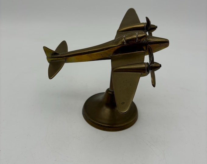 Vintage Mid Century Solid Brass Airplane Model Figurine on Stand - Etsy