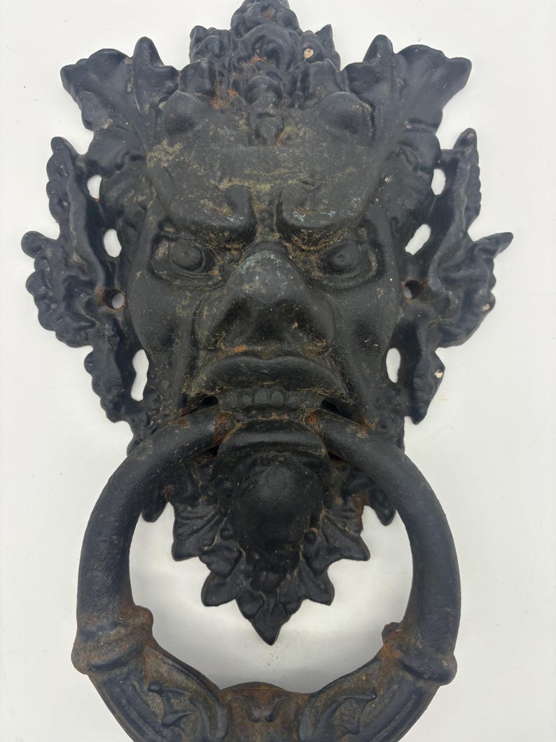 Vintage Large French Renaissance-inspired Demonic Head Heavy Cast Iron ...